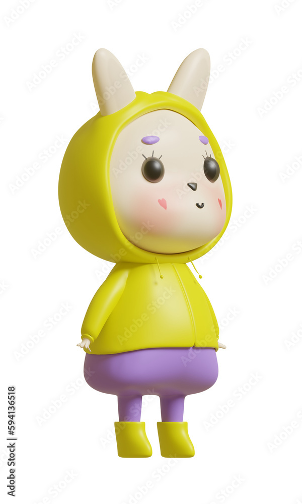 Hermosa ilustración de un conejo kawaii en la lluvia Stock Illustration ...