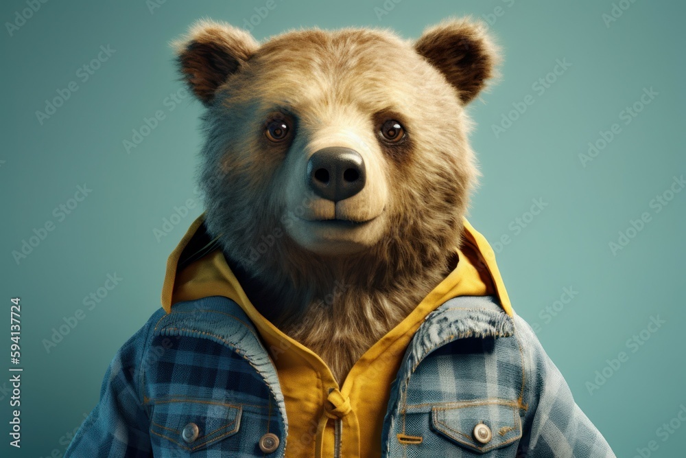 Anthropomorphic bear dressed in human clothing. humanized animal ...