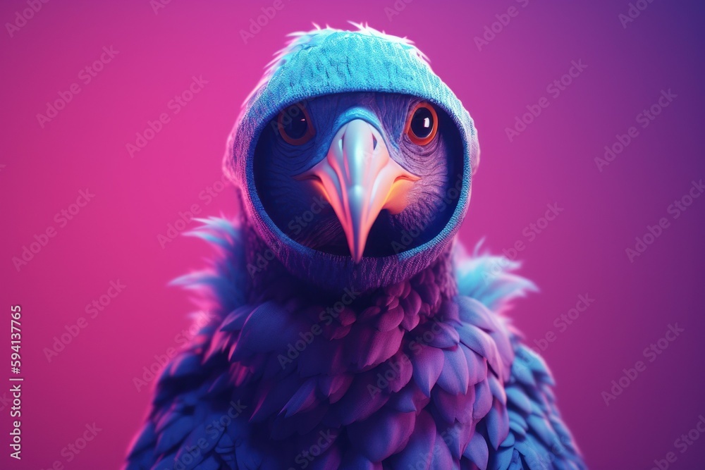 Anthropomorphic bird dressed in human clothing. humanized animal ...