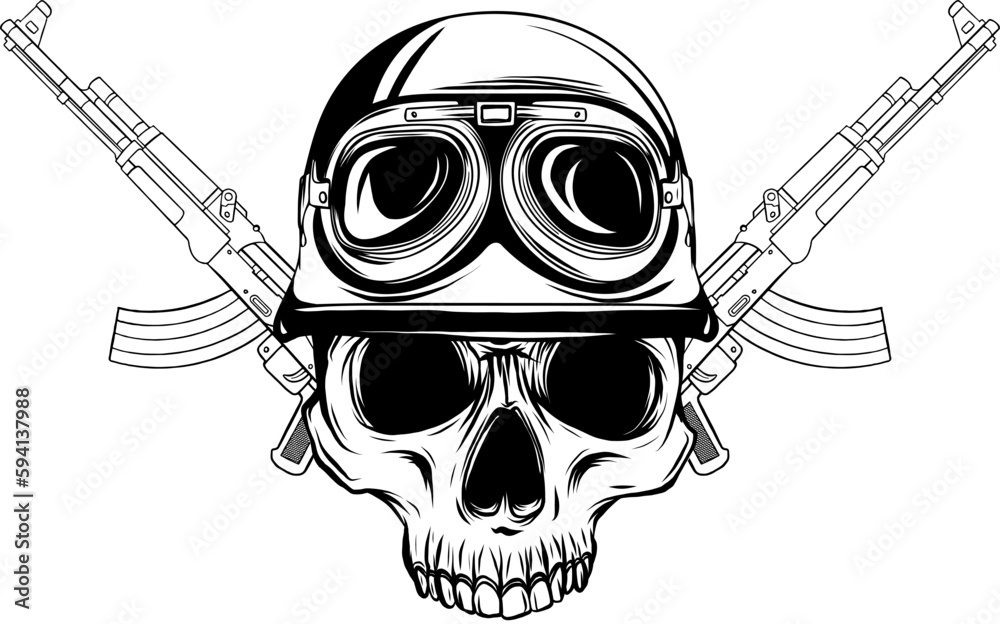 Skull And Machine Guns