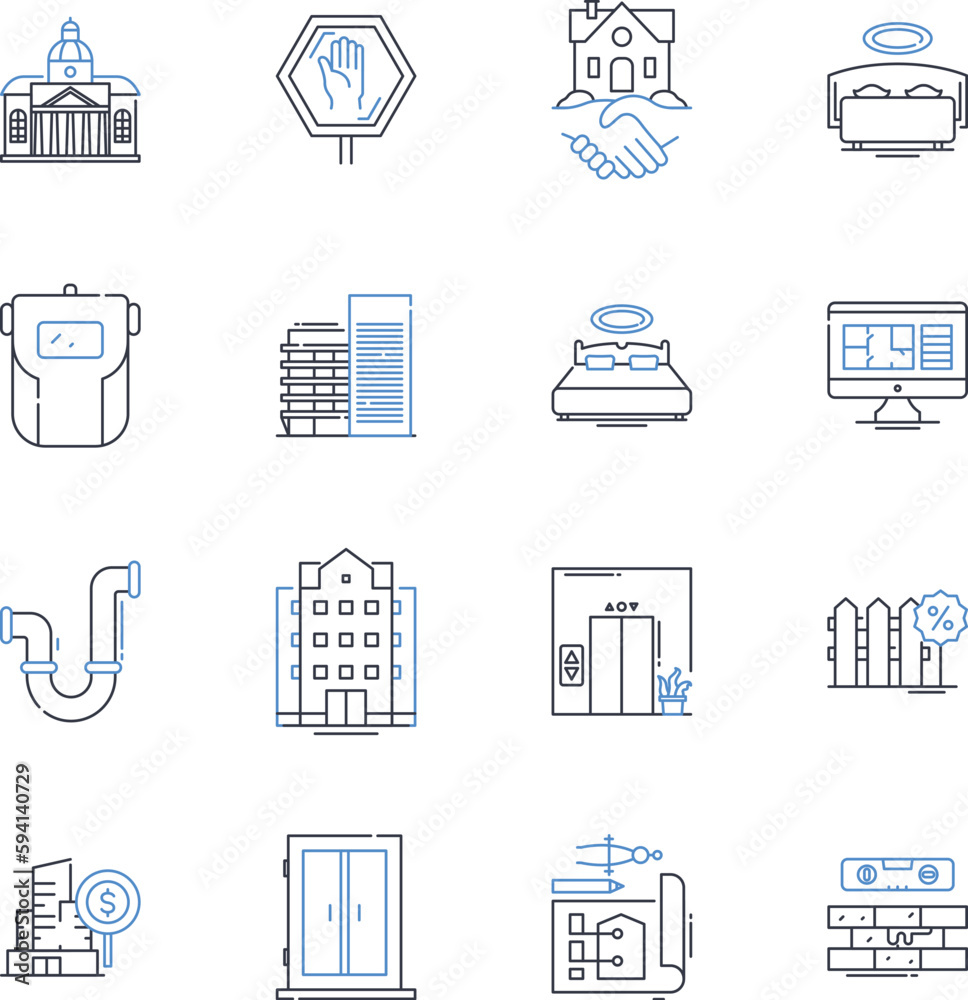 Shopping center development line icons collection. Retail, Shopping ...