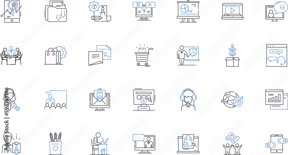 Project coordination line icons collection. Collaboration, Planning ...