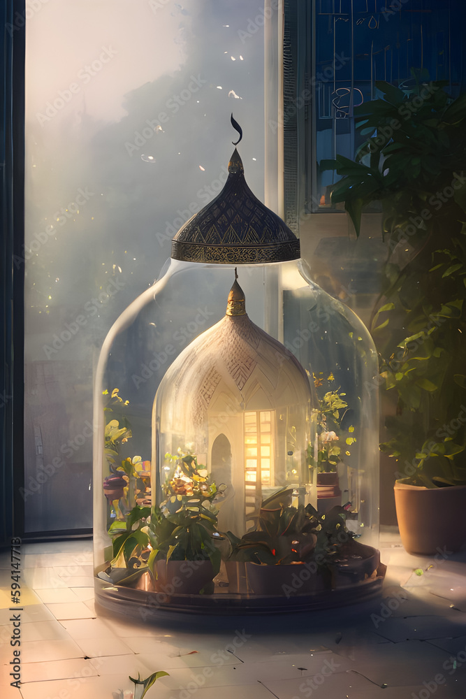 terrarium decoration of fantasy and dream mosque buildings contained in ...