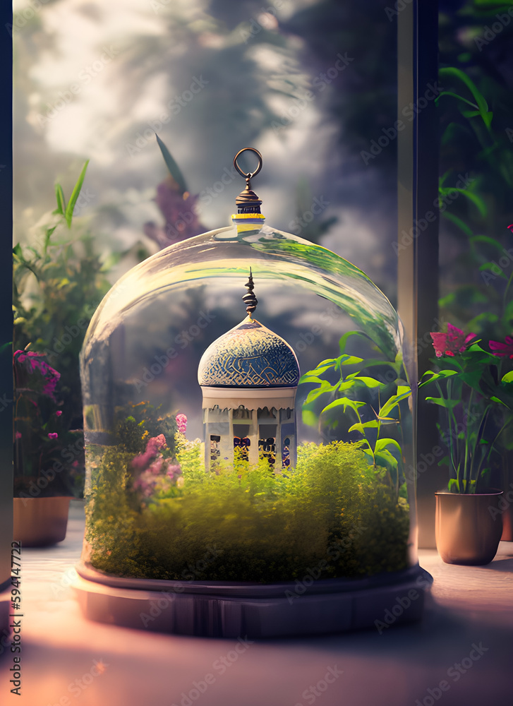 terrarium decoration of fantasy and dream mosque buildings contained in ...