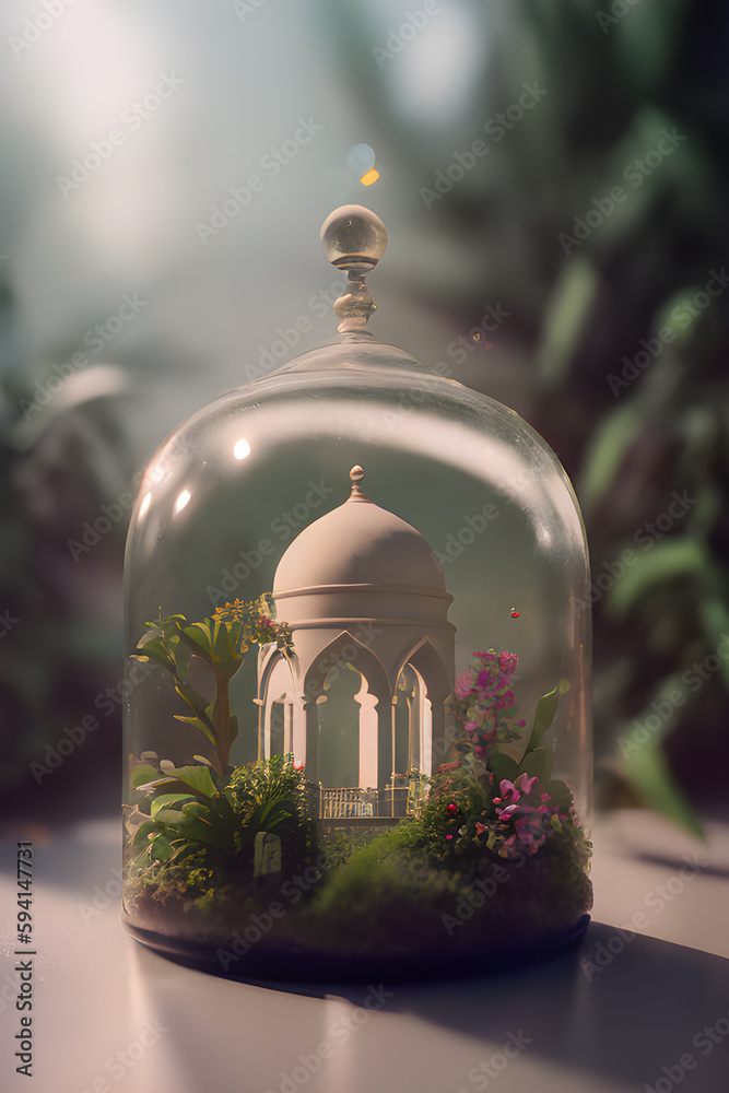 terrarium decoration of fantasy and dream mosque buildings contained in ...