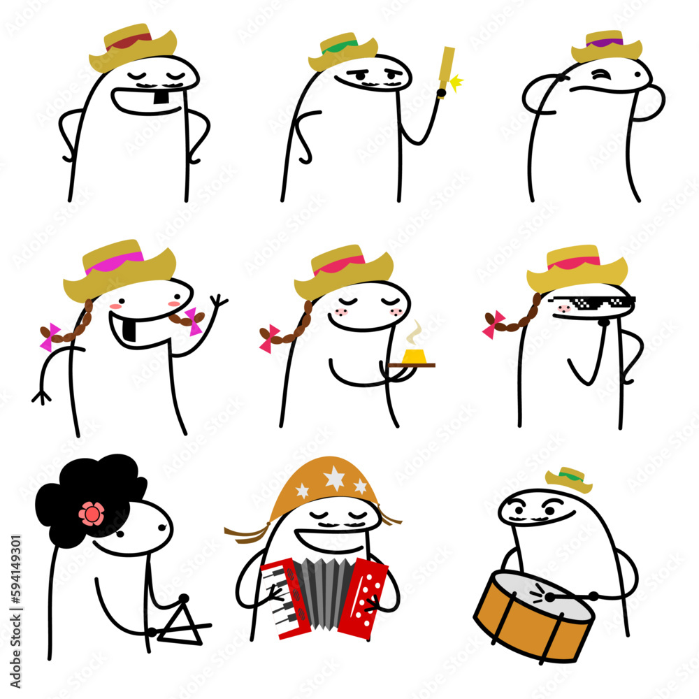 comic set of popular internet meme flork. Separated vectors, june party ...