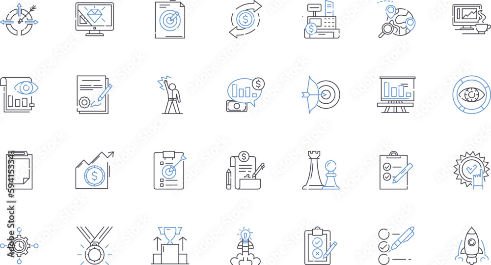 Market process line icons collection. Competition, Supply, Demand ...