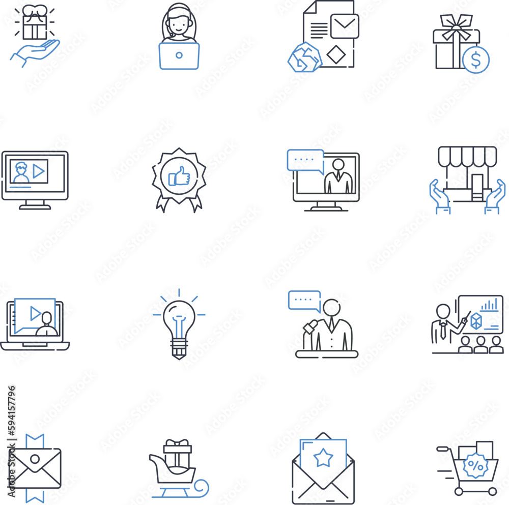 Guerrilla marketing line icons collection. Unconventional, Clever ...