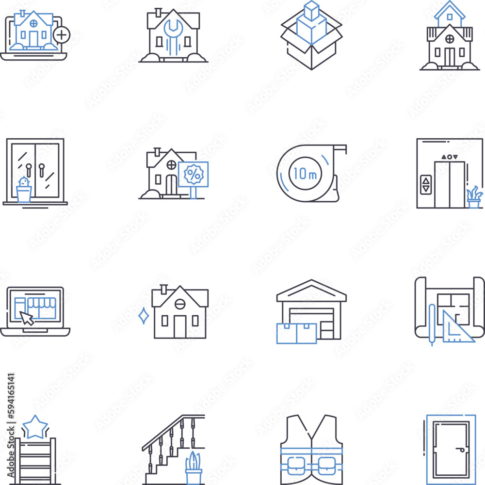 House-sized line icons collection. Spacious, Grandiose, Palatial ...
