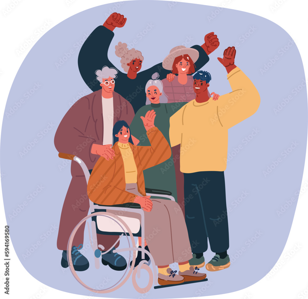 Vector illustration of a group containing inclusive and diversified ...
