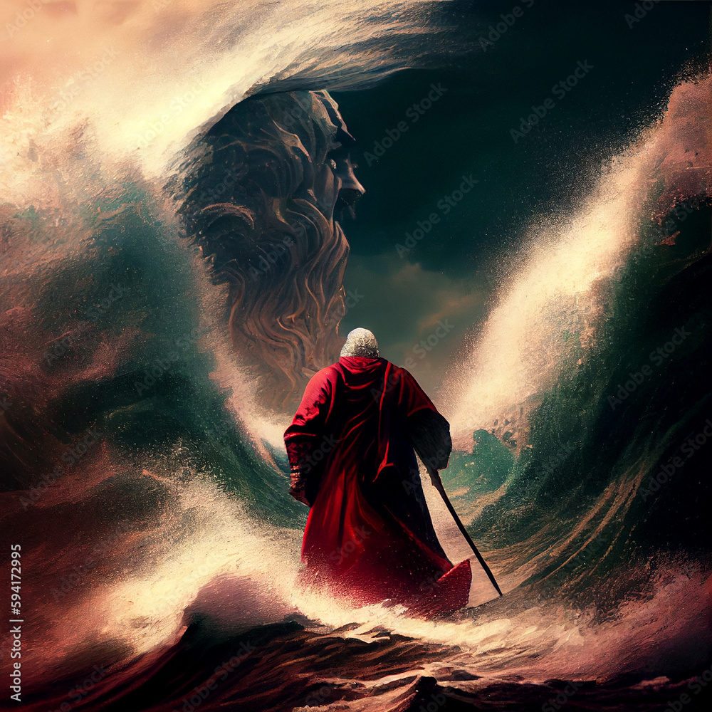Exodus of the bible, Moses crossing the Red Sea with the Israelites ...