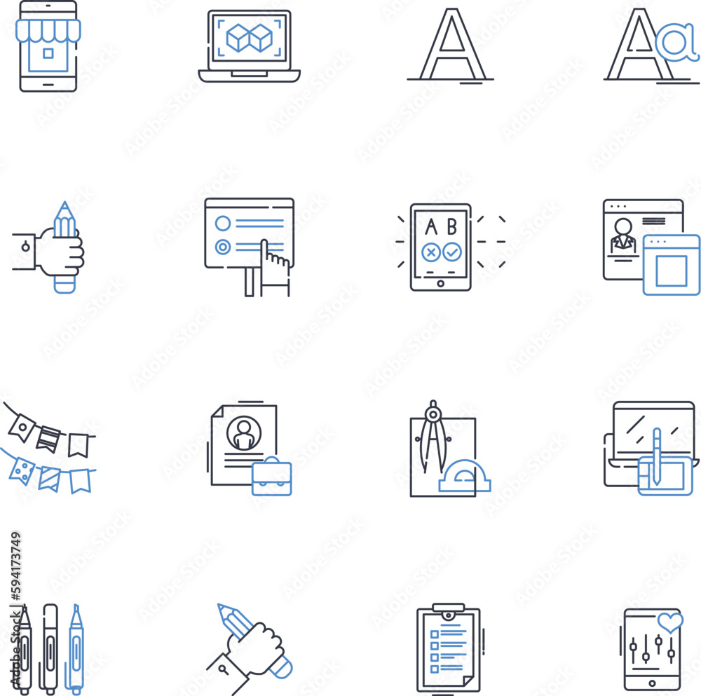 Interactive media line icons collection. Animation, Augmented Reality ...