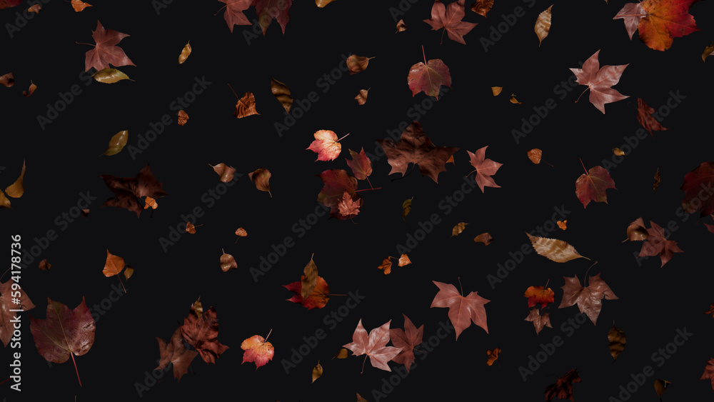 Fall themed Background, with Leaves against Black Color. Seasonal ...