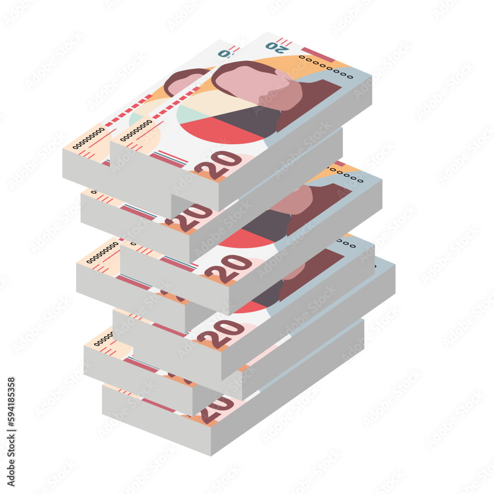 Georgian Lari Vector Illustration. Georgia money set bundle banknotes ...