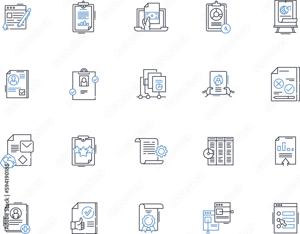 Manuscripts line icons collection. Parchment, Calligraphy, Illumination ...