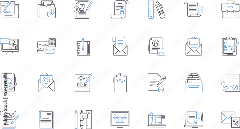 Scrutinizing line icons collection. Examination, Inspection, Analysis ...