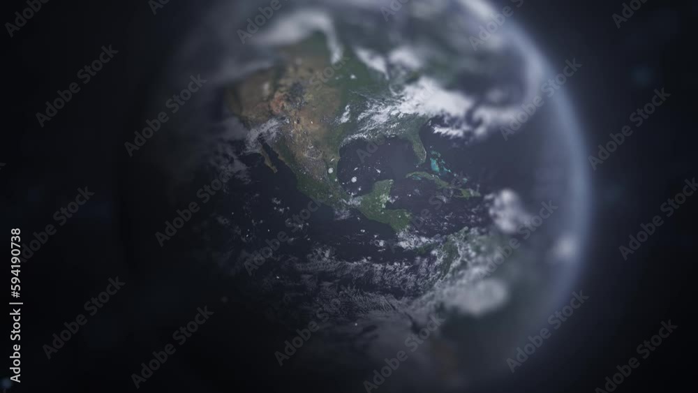 Earth from space. 4K rotating animation. Orbiting planet earth from ...