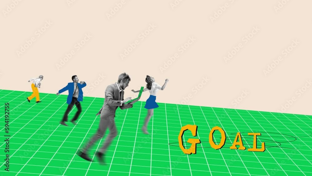 Stop motion, animation. Conceptual art. Motivated, ambitious employees ...