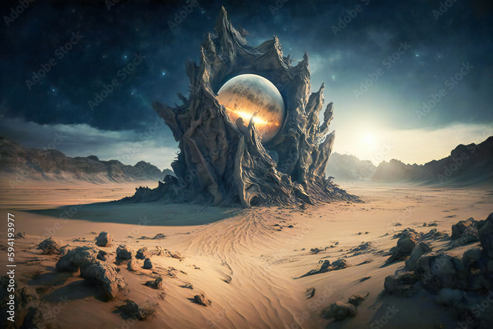 Strange, bizarre ancient alien structure on an alien planet. Created ...