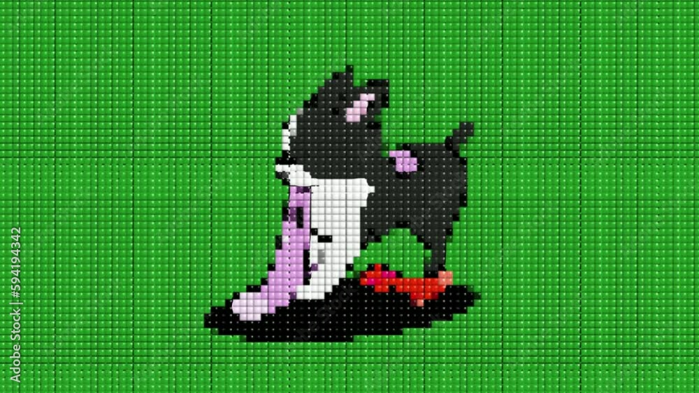 cute dog activity animation, pixel art, on green screen background ...