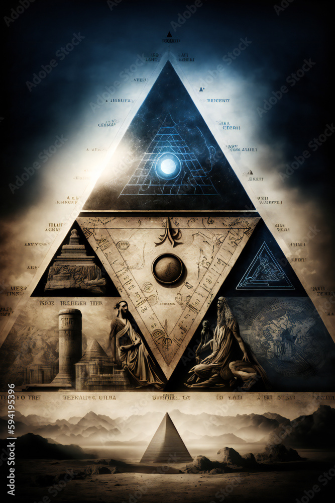 Pyramid with astrology and esoteric symbols on it. Esoteric, ancient ...