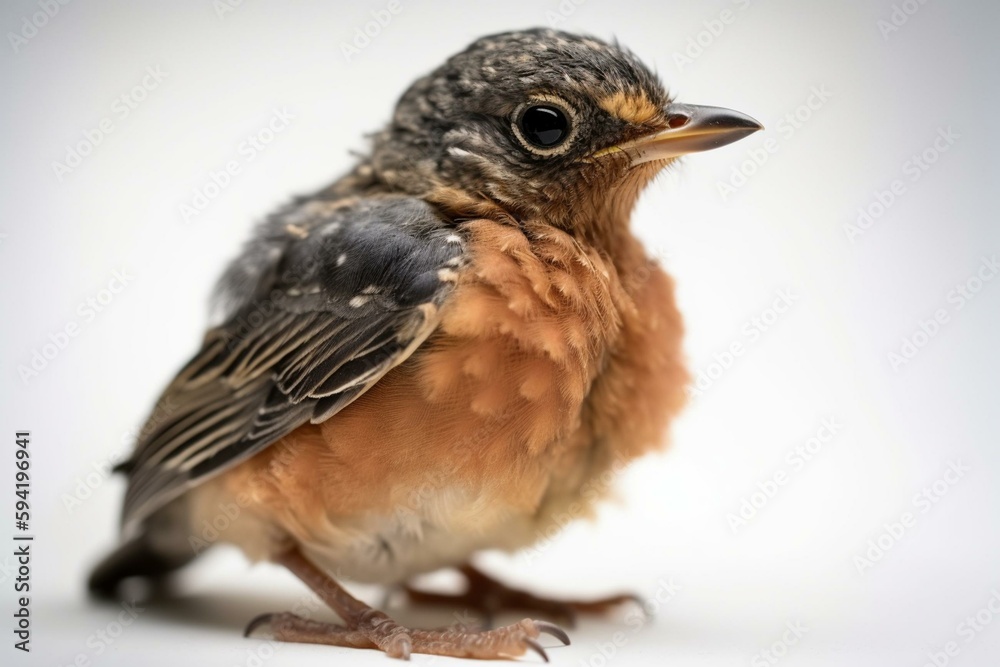 isolated cute American robin baby bird, macro, png, transparent background, spring, summer ...