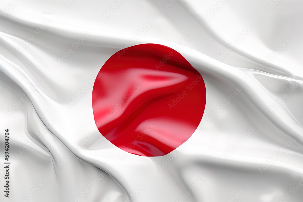 red circle and white background, waving the national flag of Japan ...