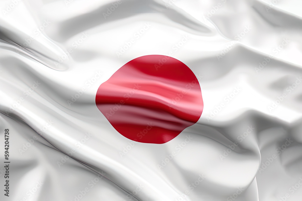 red circle and white background, waving the national flag of Japan ...