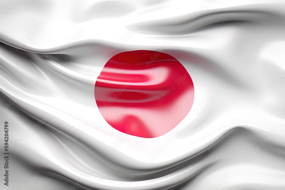 red circle and white background, waving the national flag of Japan ...