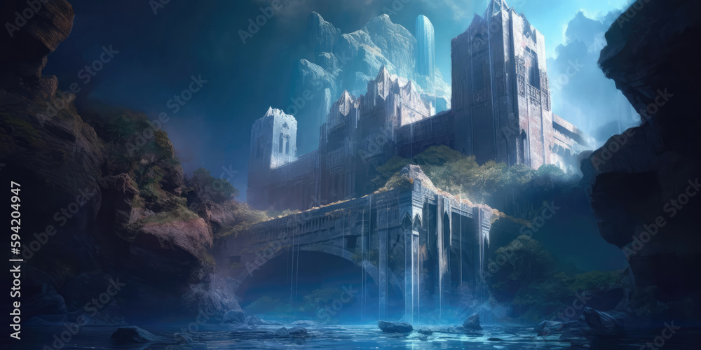 Concept art, fantasy world, majestic ancient ruins, digital ...