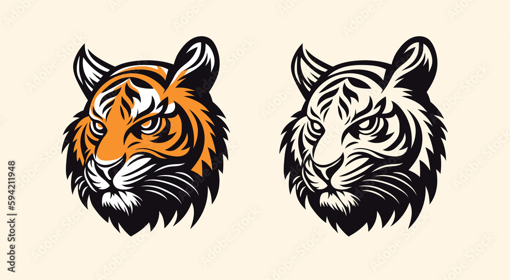Tiger face vector illustration. Tiger print. Stock Vector | Adobe Stock