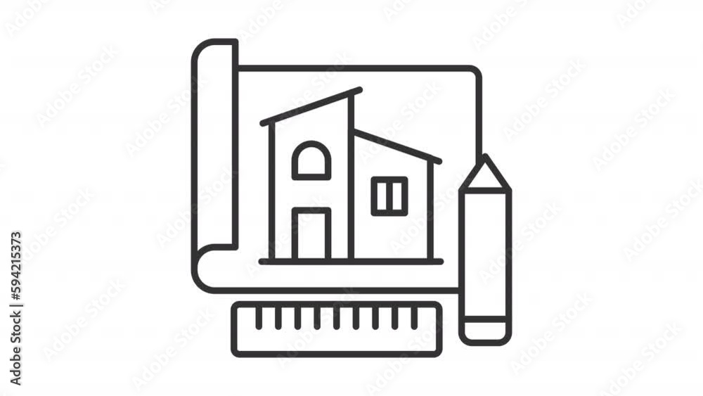 House project linear animation. Architecture plan. Construction ...