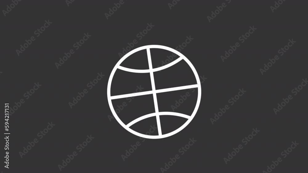 Basketball white line animation. Bouncing and rotating ball. Sports ...