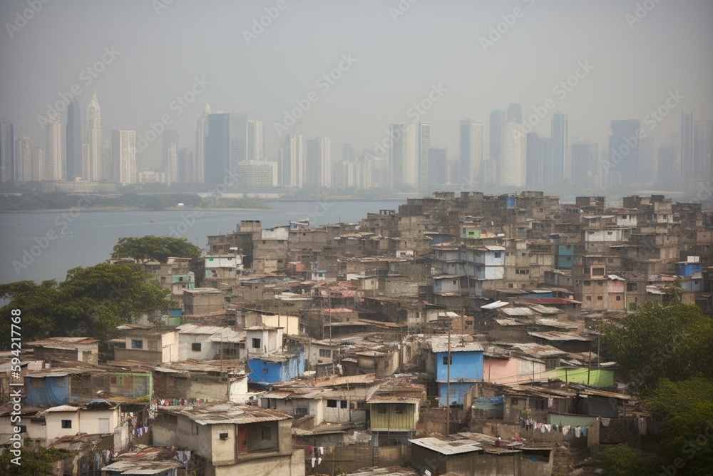 Mumbai's cityscape around the Bandra Worli Sea Link. This is the ...