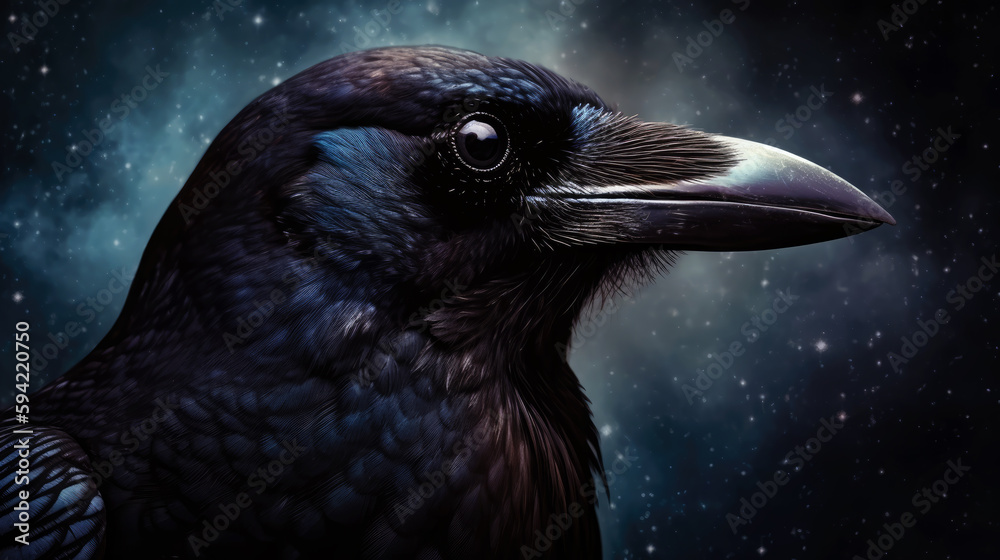 Raven in cosmic space. gnerative ai. Stock Illustration | Adobe Stock
