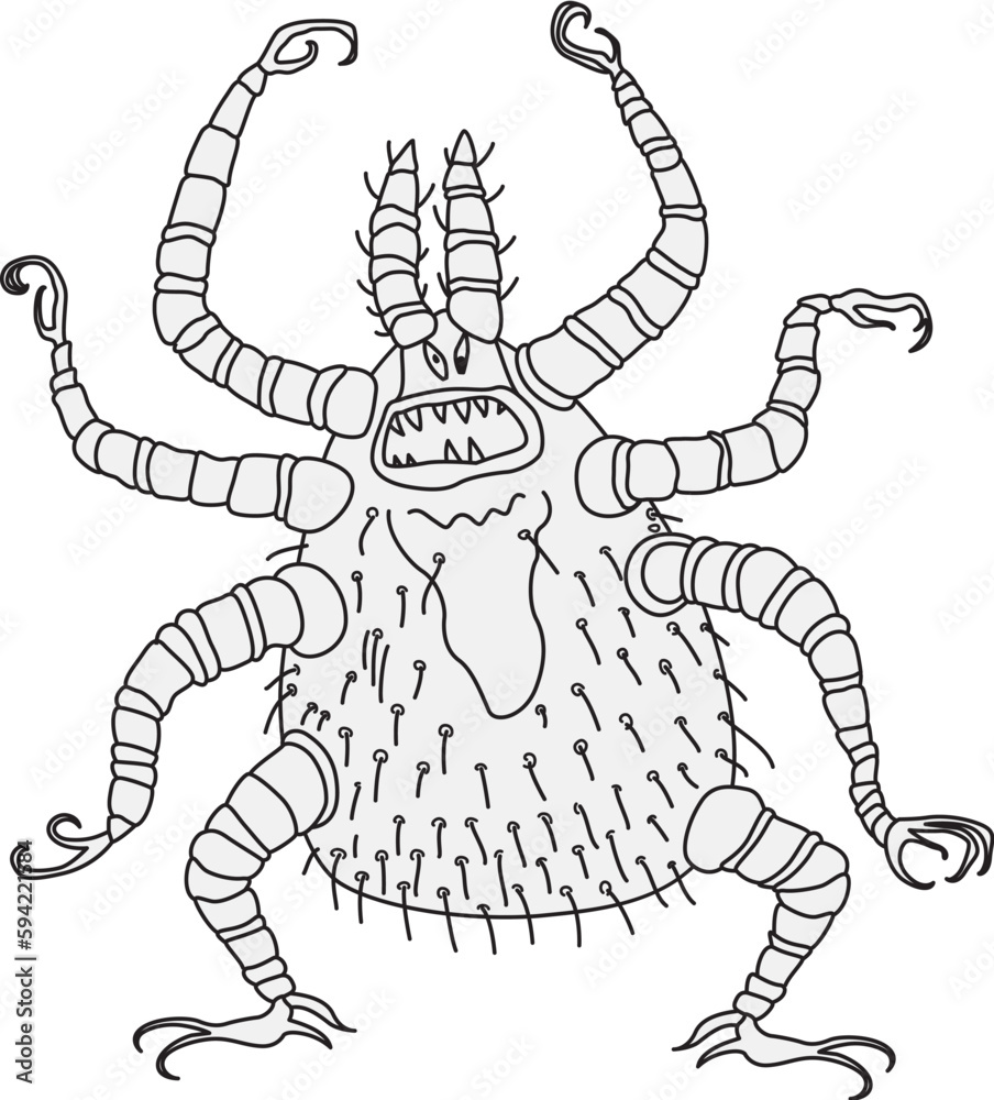 Harvest mite. Vector illustration of cartoon arachnid insect ...