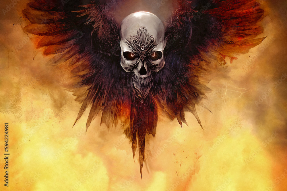 Skull with wings dark fantasy creature created with Generative AI ...