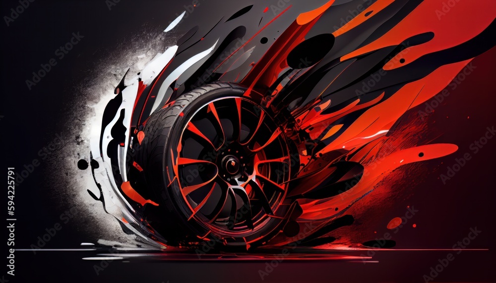 Abstract background with racing tire. Concept: speed and motorsports ...