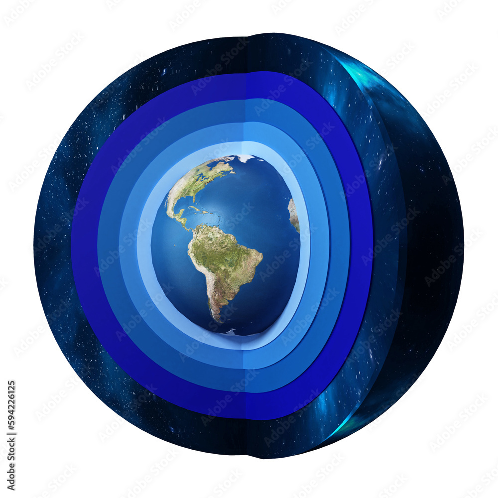 Earth's levels of atmosphere diagram isolated on transparent background ...