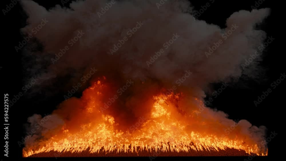 Fire Big Explosion Large fire wildfire background for VFX Burning flame ...