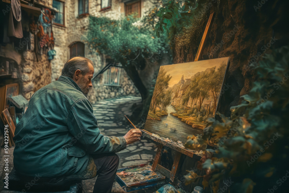 Künstler Maler der ein Bild malt Gestaltung Art Digital Art Hintergrund ...