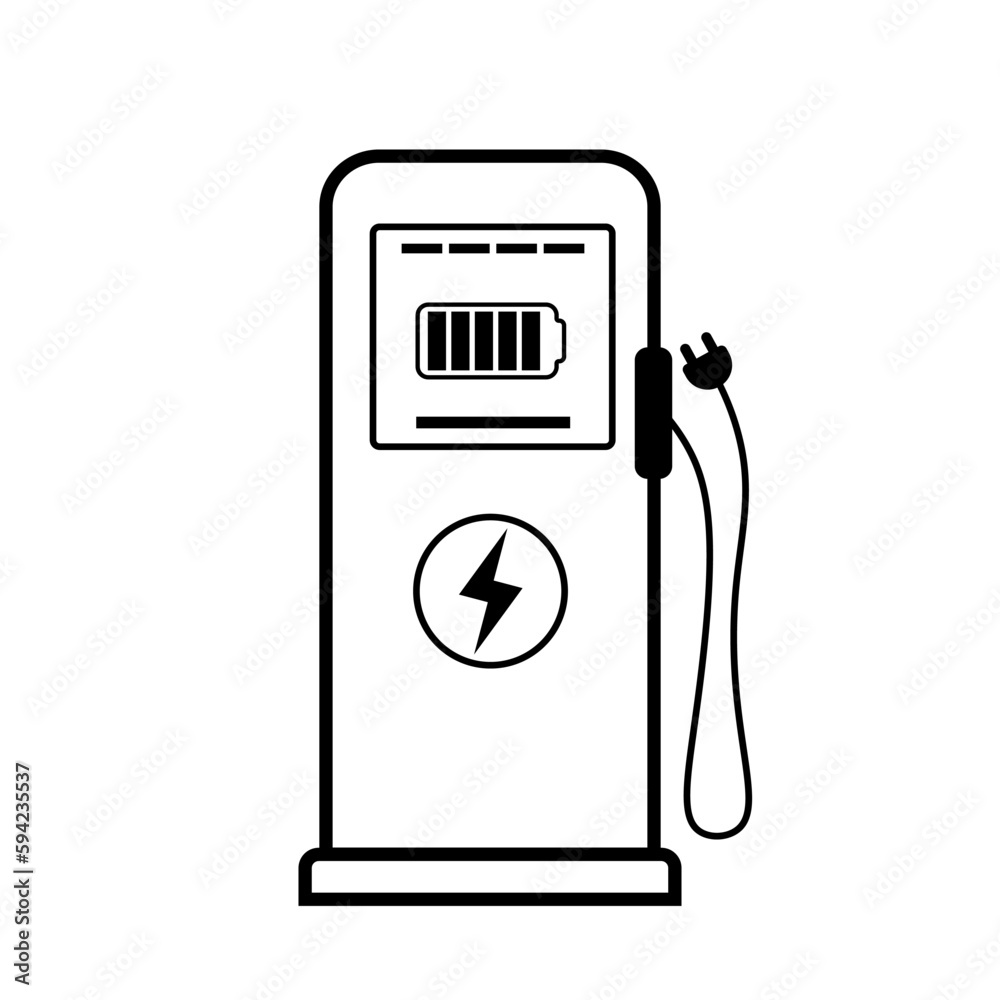 Ev charging station sign. Flat style icon black on transparent ...