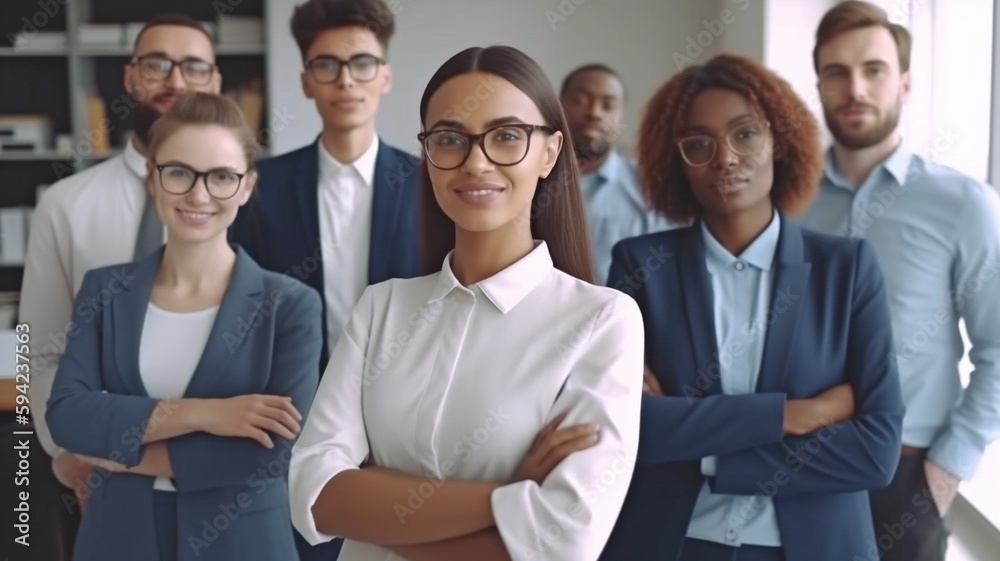 Corporate image, Generative AI, successful smiling happy varied ...