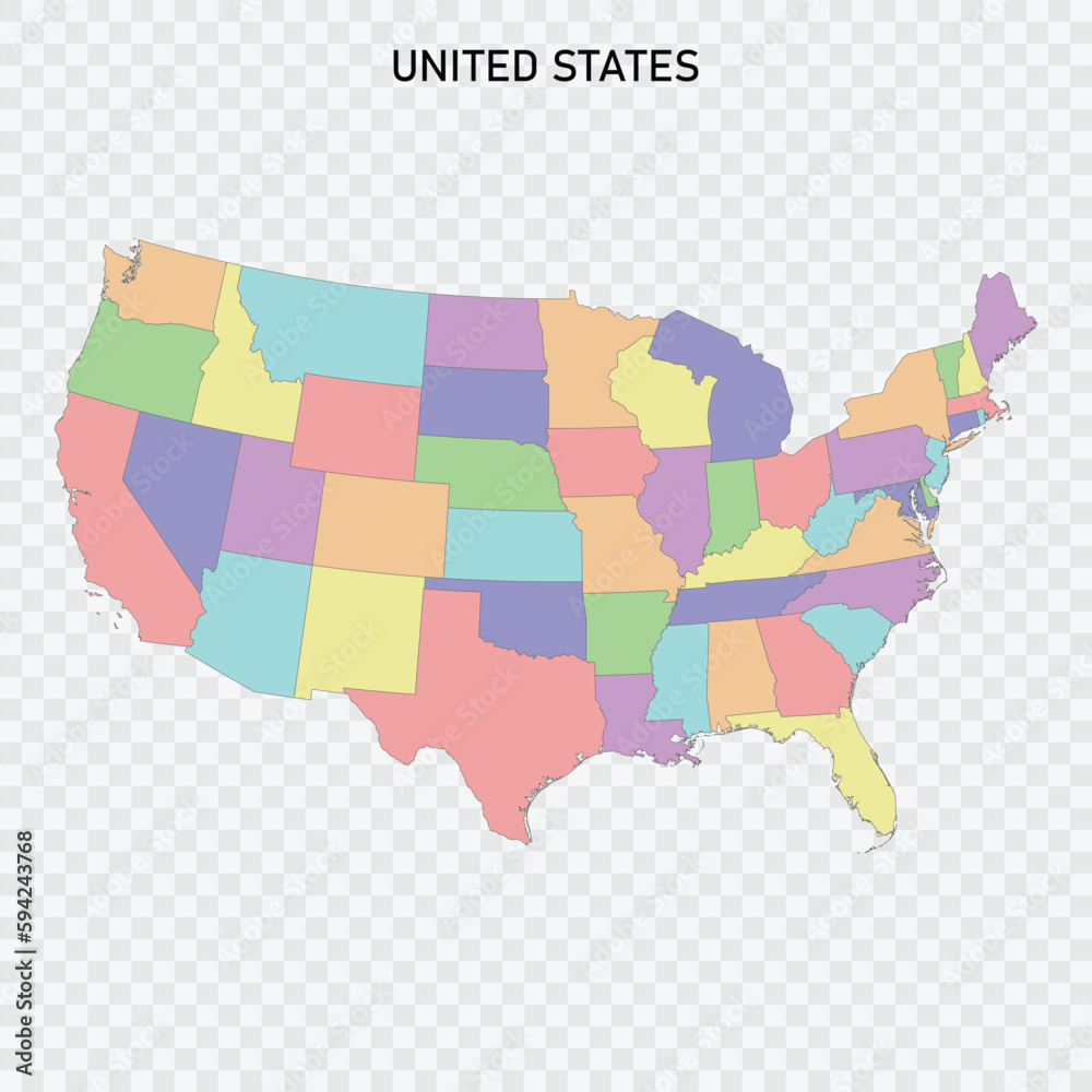 Isolated colored map of United States with borders Stock Vector | Adobe ...
