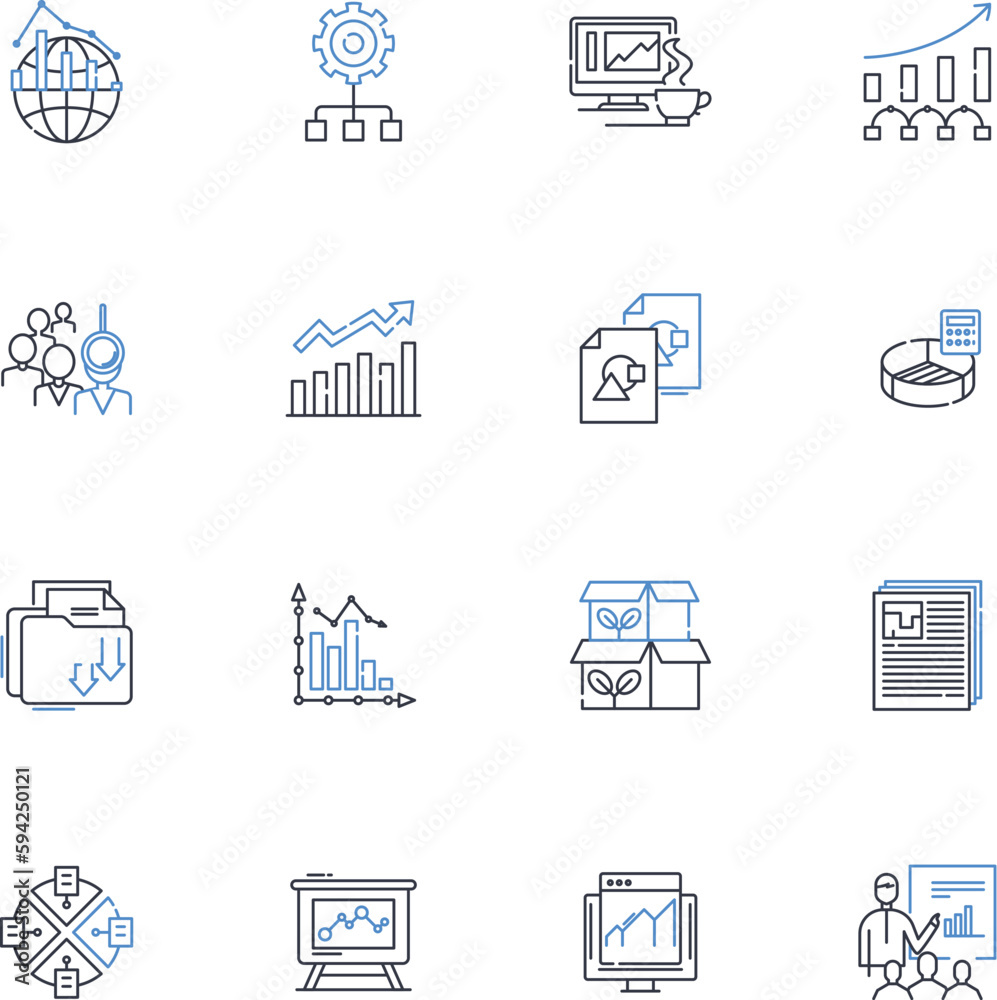 Data Organization Platform Line Icons Collection Categorization Indexing Structuring Sorting 1187
