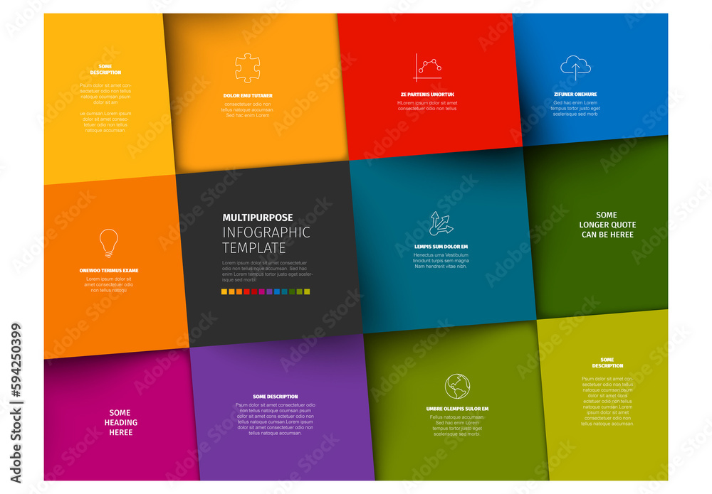 Multipurpose colorful diagonal mosaic infographic made from color ...