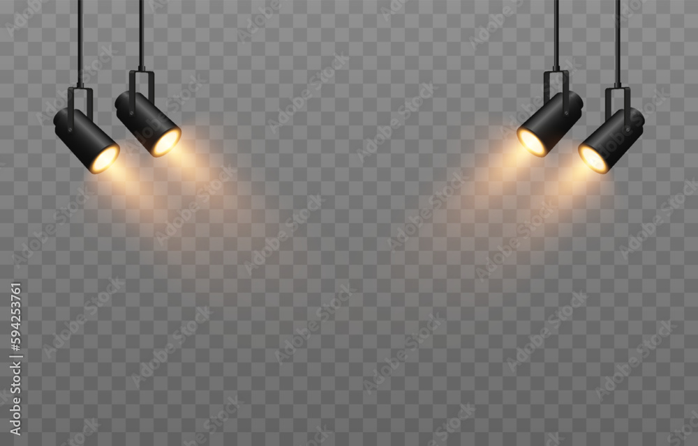 Vector set of light source. Light from a spotlight png. Studio, studio ...