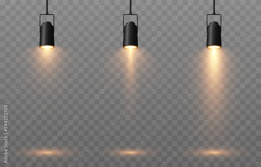 Vector set of light source. Light from a spotlight png. Studio, studio ...