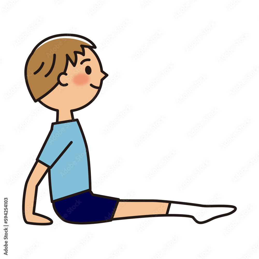 トランポリンをする男子 後ろに手をついて足を伸ばして座る Stock Illustration Adobe Stock