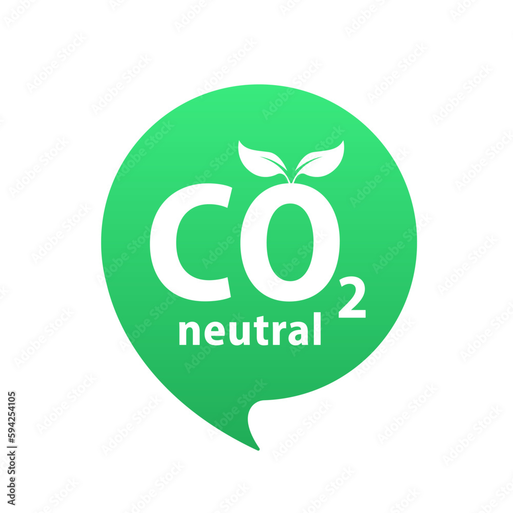 CO2 neutral green stamp (net zero carbon footprint) - carbon emissions ...